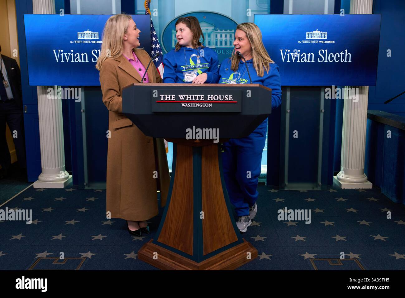 White House press secretary Karoline Leavitt welcomes Vivian Sleeth, a ...