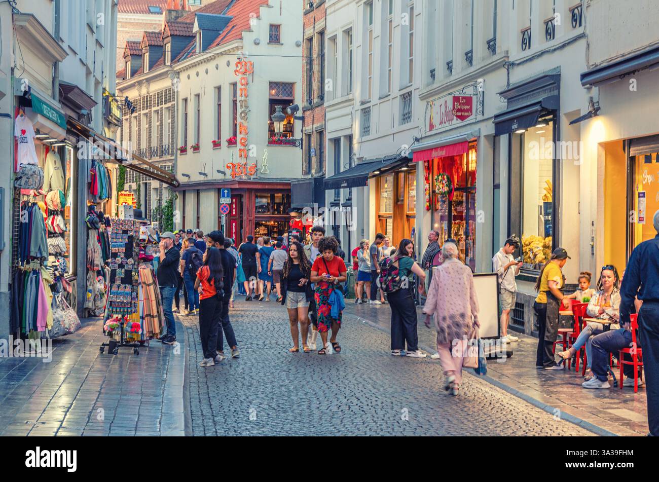 Brussels, Belgium, July 7, 2023: people tourists walking down ...