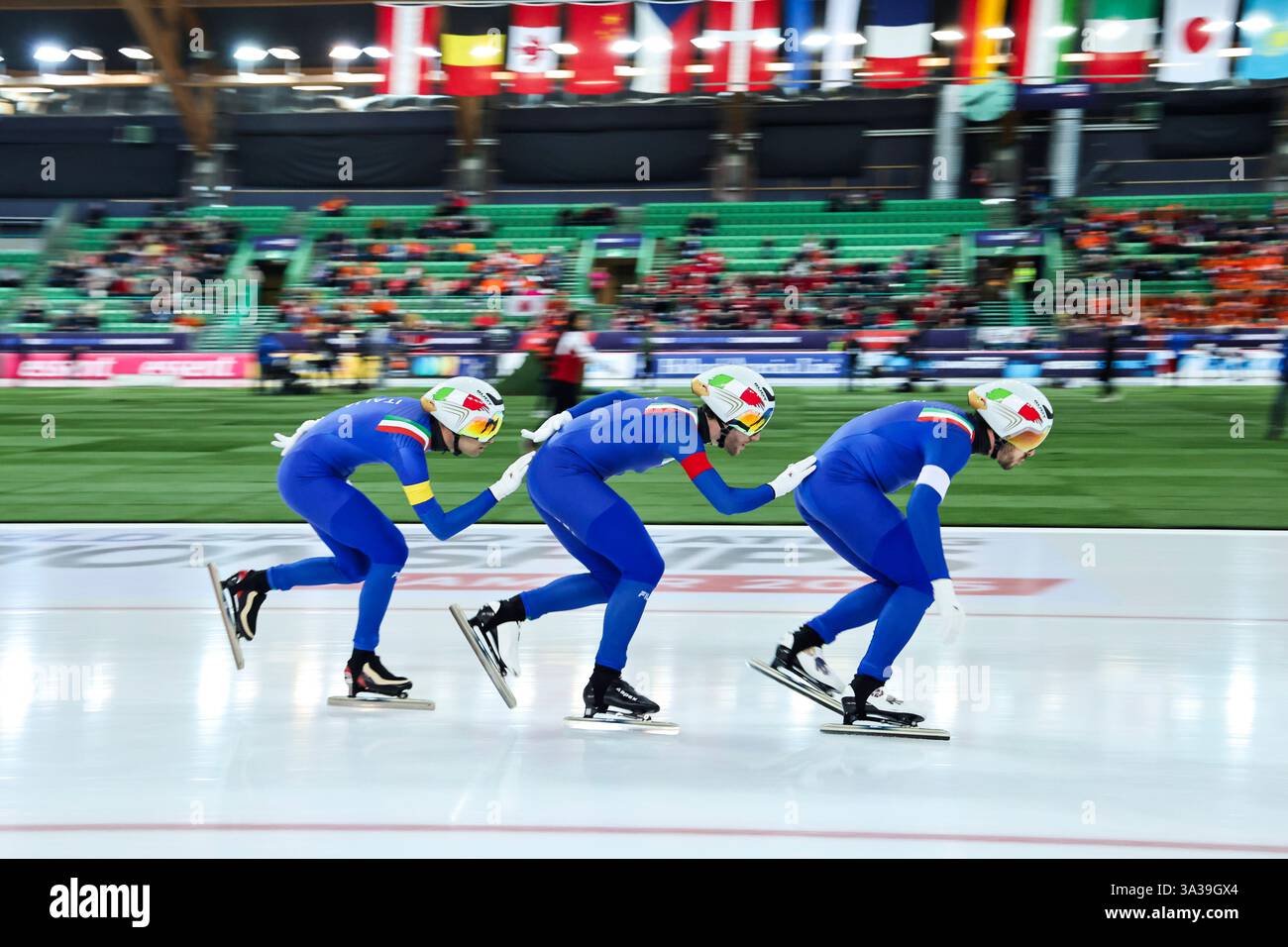 The Italian team during the men's team tempo at the World Championships in individual speed ...
