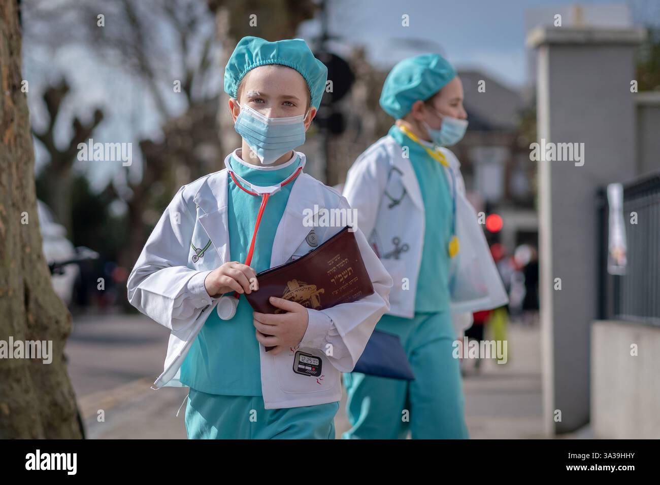 London, UK. 14th March, 2025. British Haredi Jews in north London ...