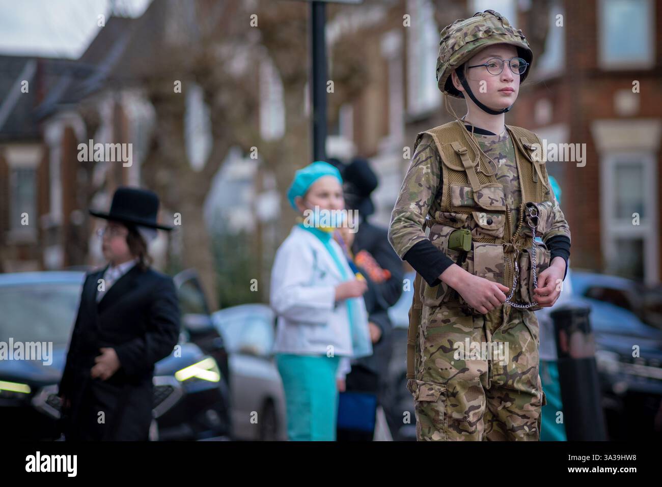 London, UK. 14th March, 2025. British Haredi Jews in north London ...