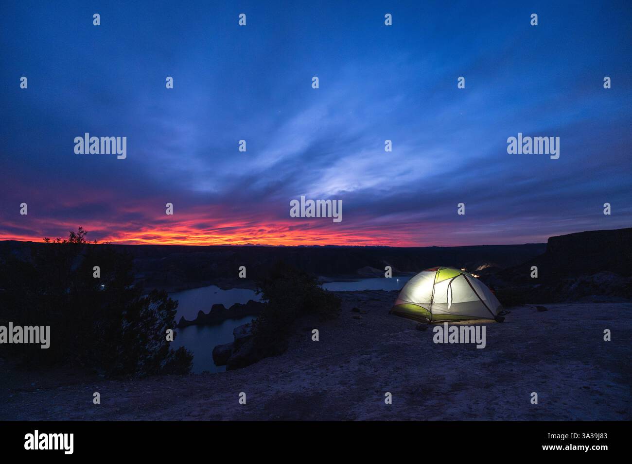Campsite over the Atuel river in Mendoza Argentina Stock Photo - Alamy