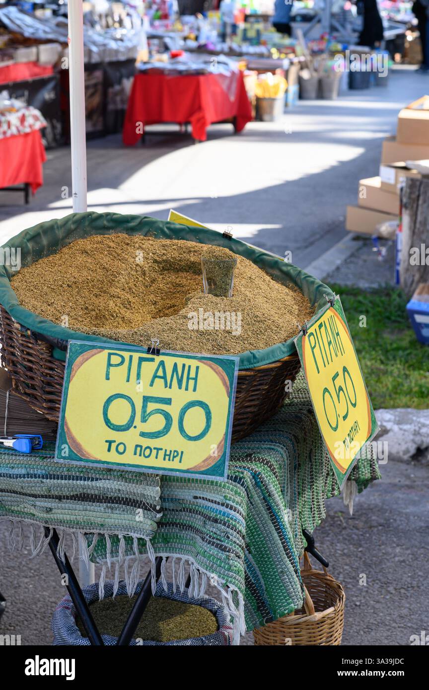 oregano box on a greek market Stock Photo - Alamy