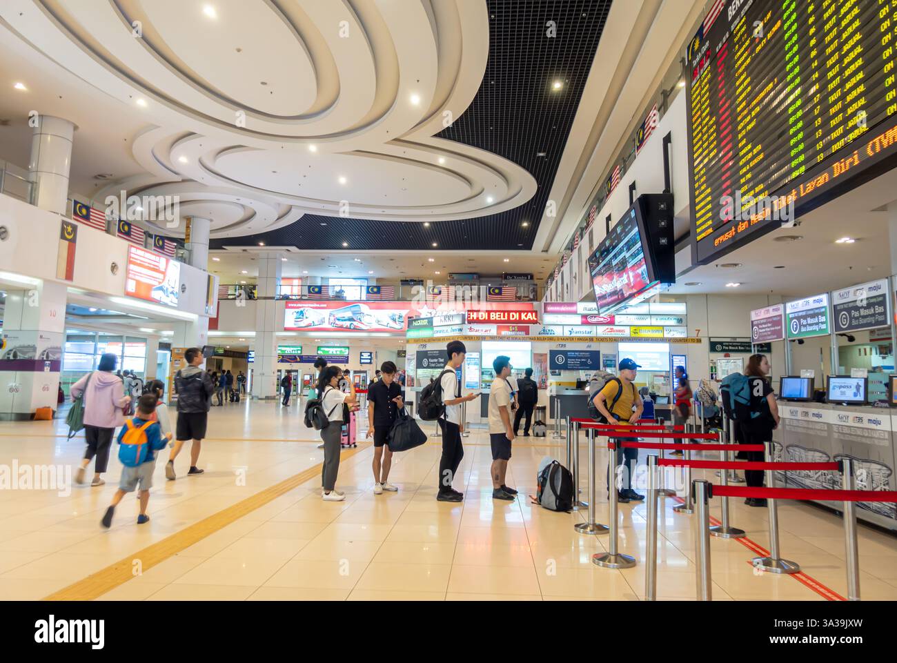 the interior of Terminal Bersepadu Selatan (TBS) Bus Station in Kuala ...