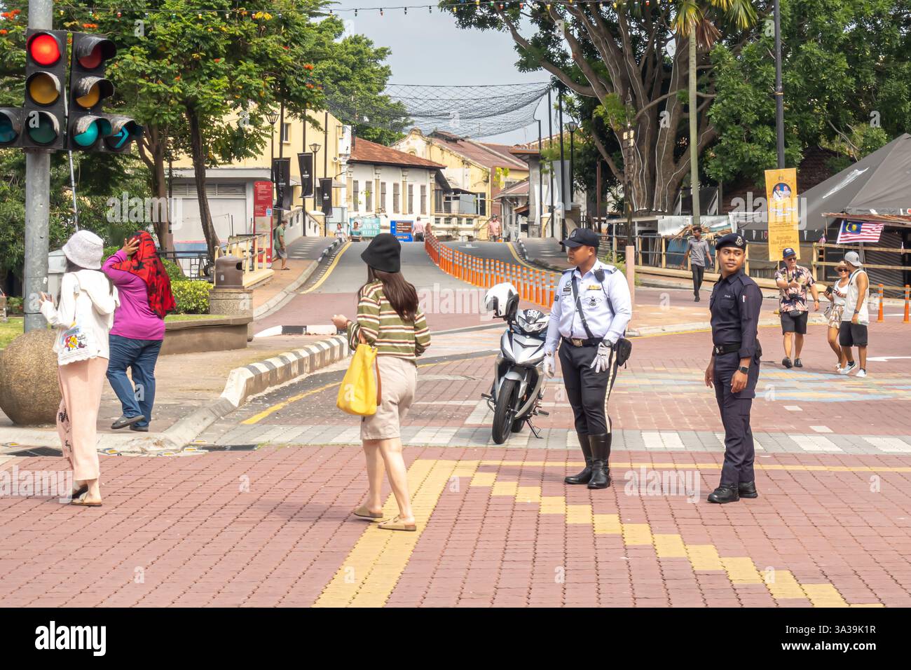 Traffic police, blocked road, pedestrian, pedestrians, people, Malacca ...