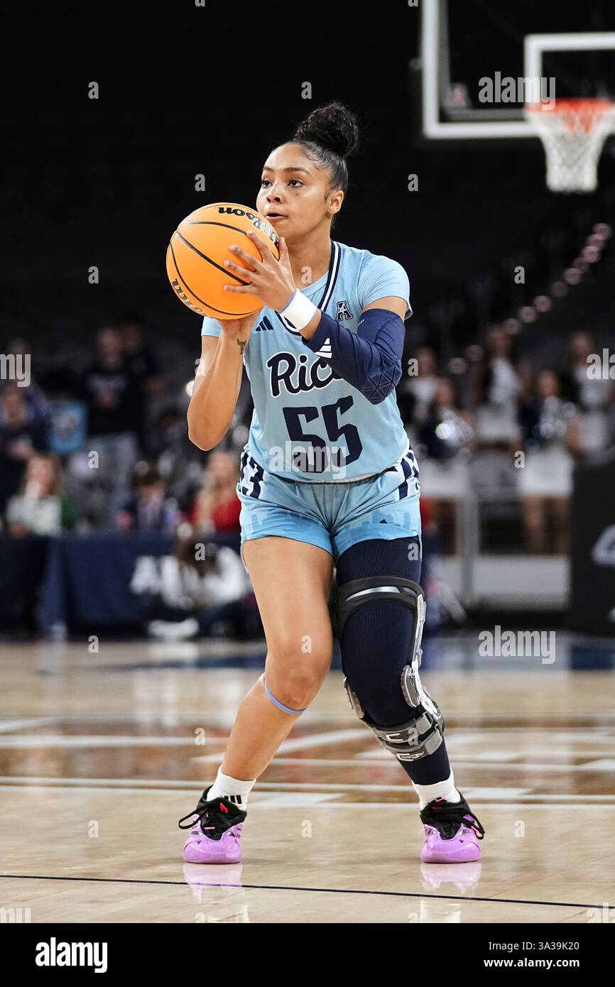 Rice guard Victoria Flores shoots during an NCAA college basketball ...
