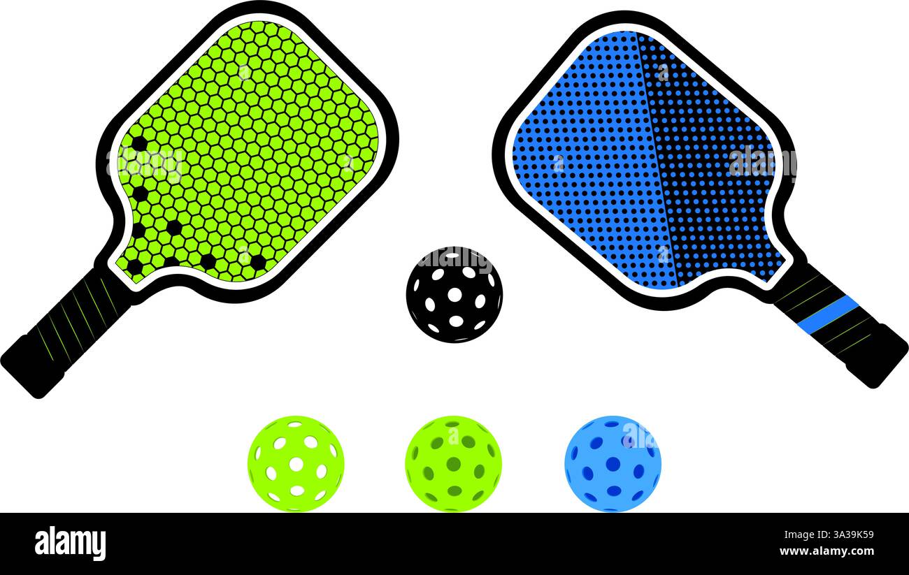 Pickleball racket and ball clip art set icon symbol vector illustration ...