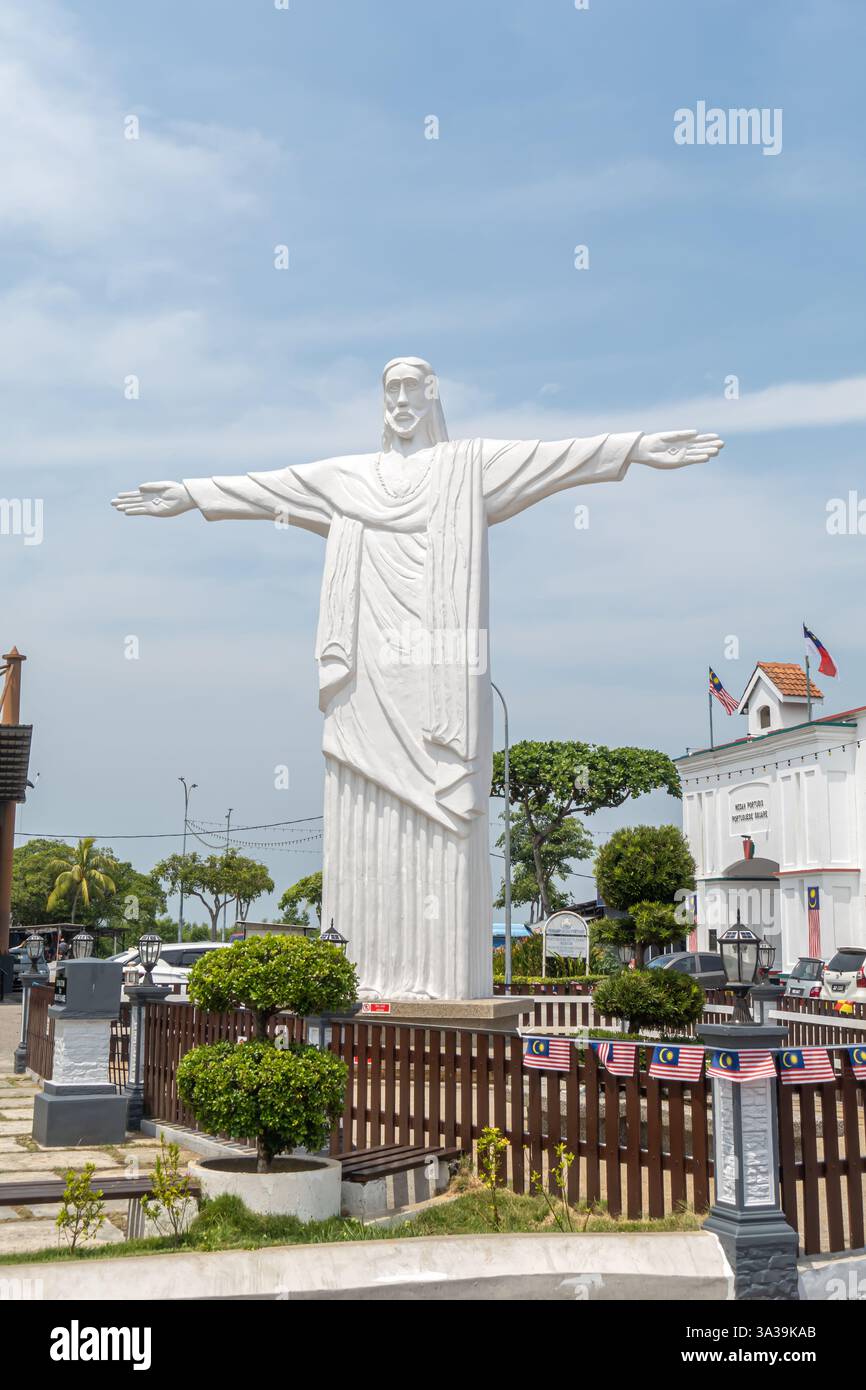 a statue of Christ the Redeemer in Portuguese Settlement in Melaka ...