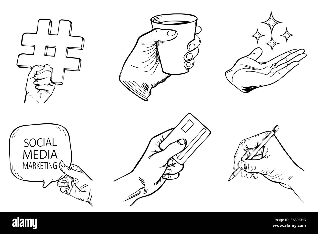 Credit card set sketch Cut Out Stock Images & Pictures - Alamy