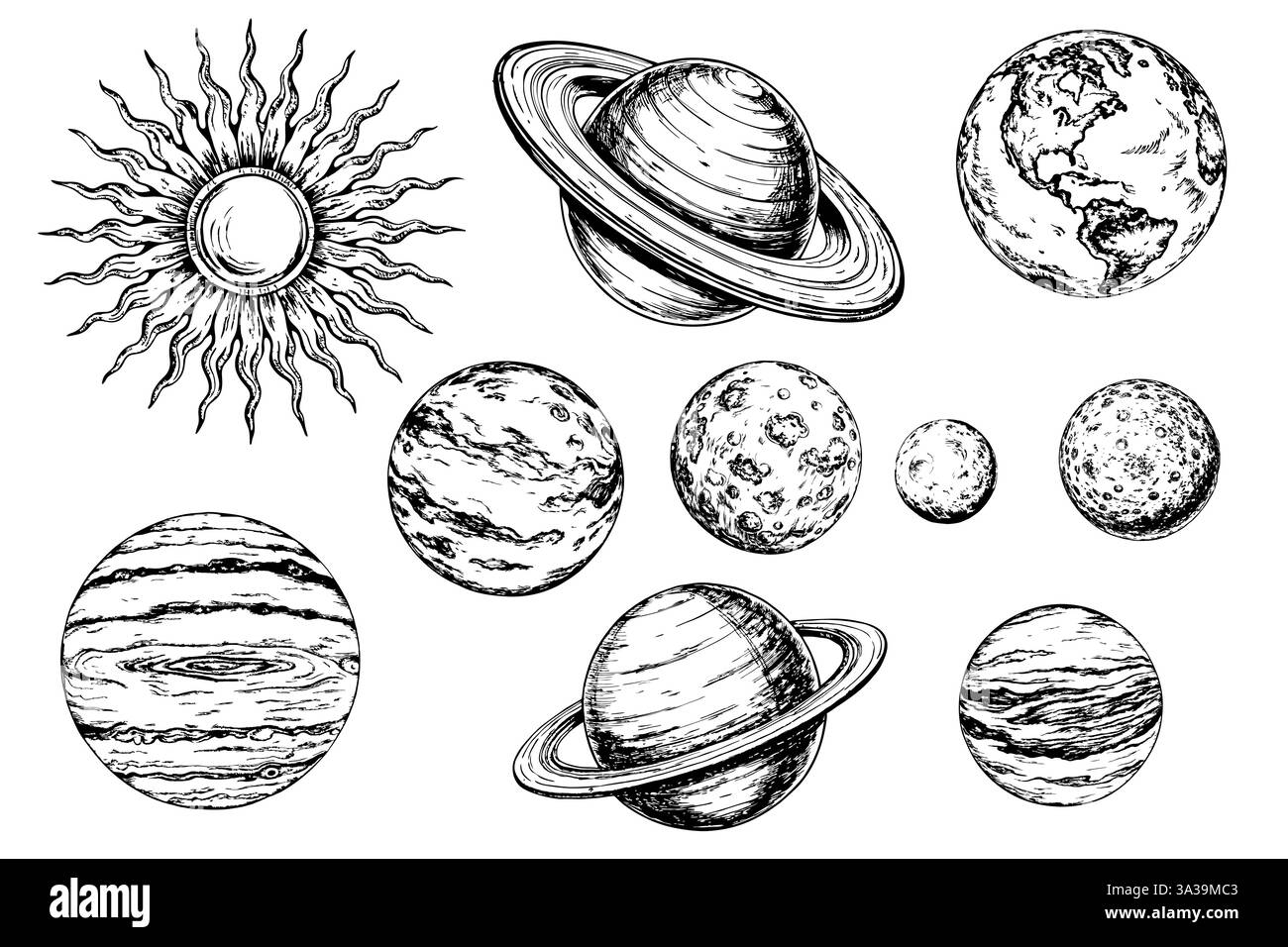 Planet mars sun on Black and White Stock Photos & Images - Alamy