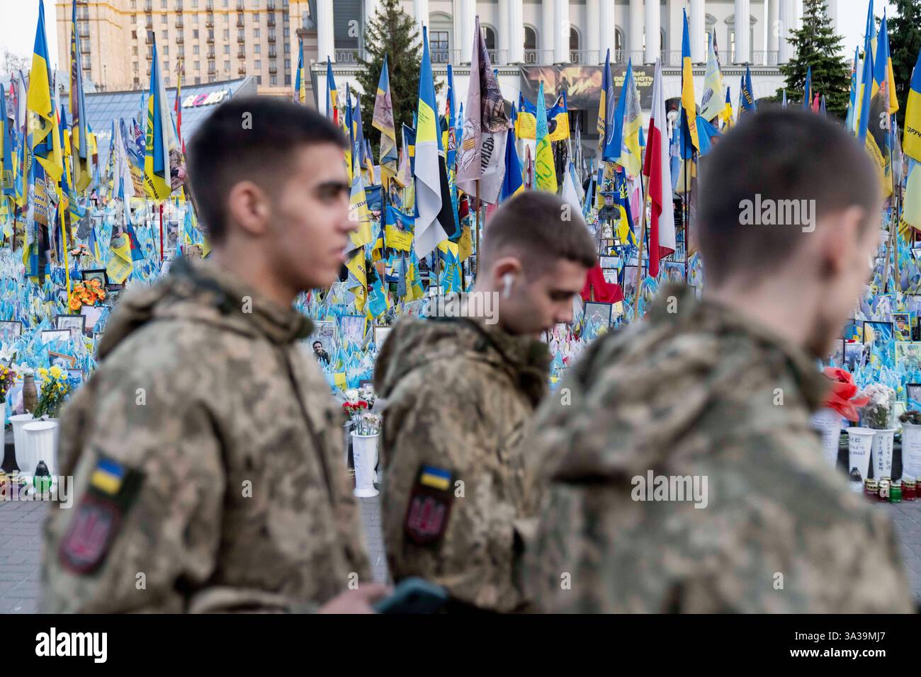 Ukrainian soldiers at march in honor of Ukrainian Volunteers in Kyiv on ...