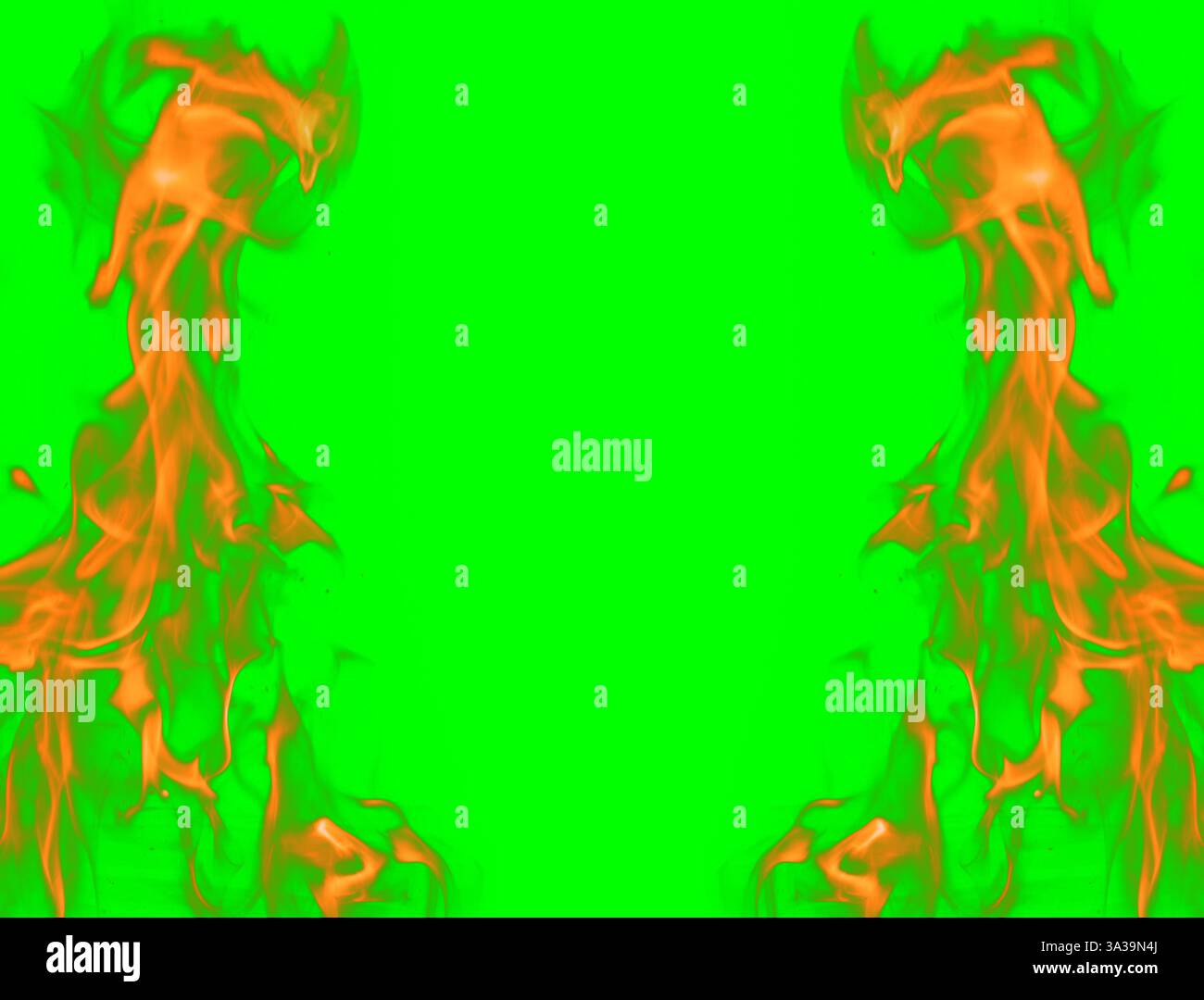 Dramatic Fire Flames Over A Green Screen Stock Photo - Alamy