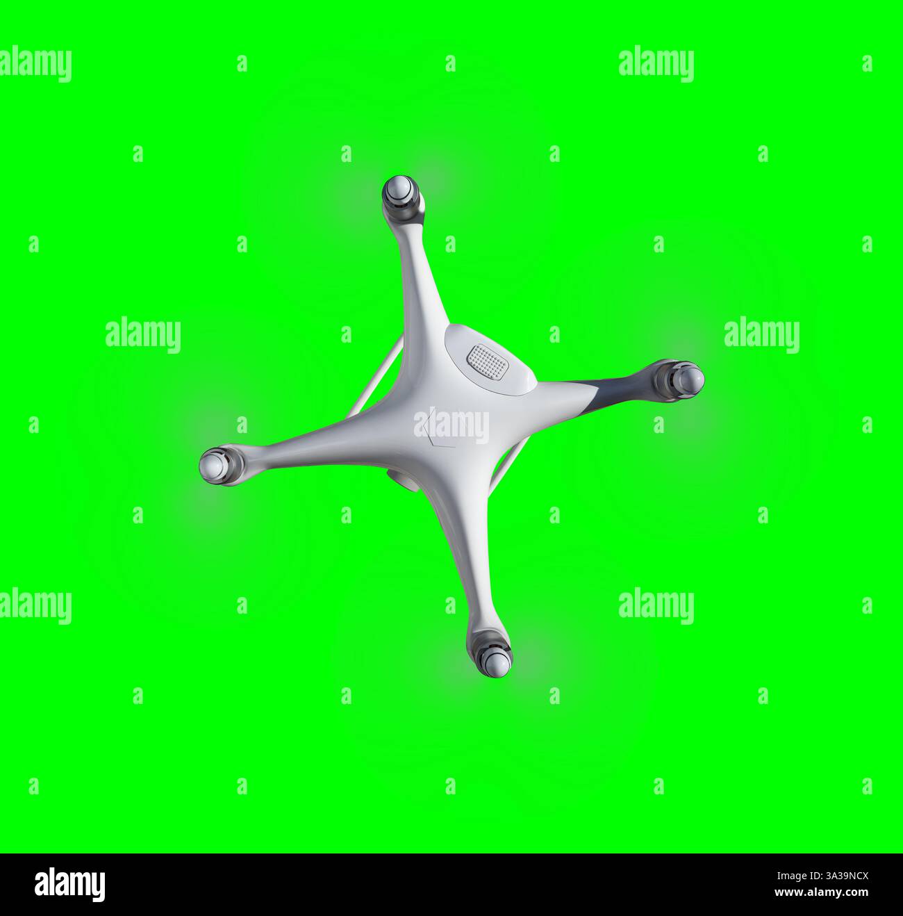 Isolated Top View of an Unmanned Aircraft System (UAV) Quadcopter Drone ...