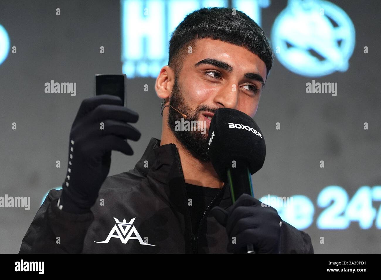 Adam Azim during a press conference at Allianz Stadium in Twickenham ...
