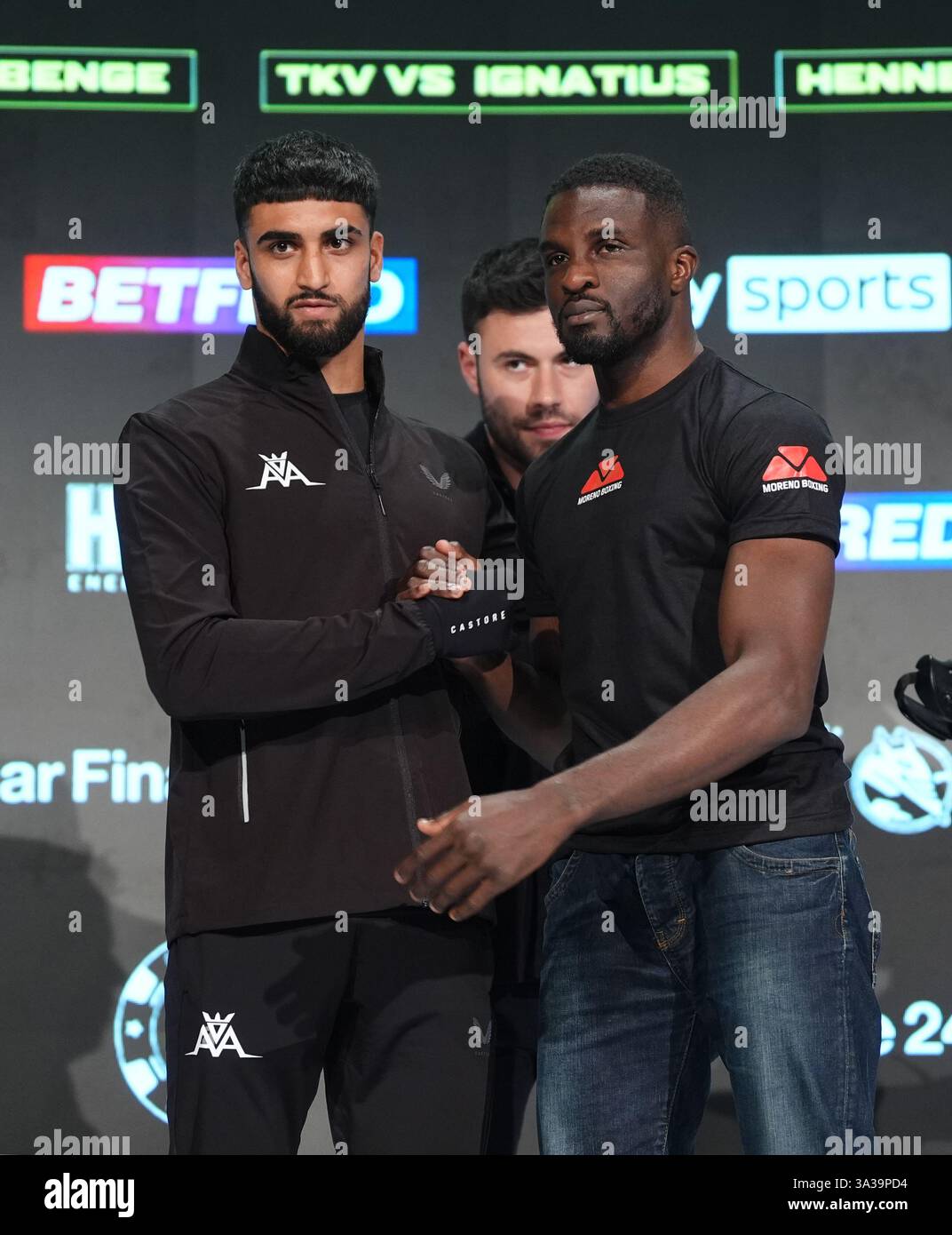 Adam Azim (left) and Ohara Davies during a press conference at Allianz ...