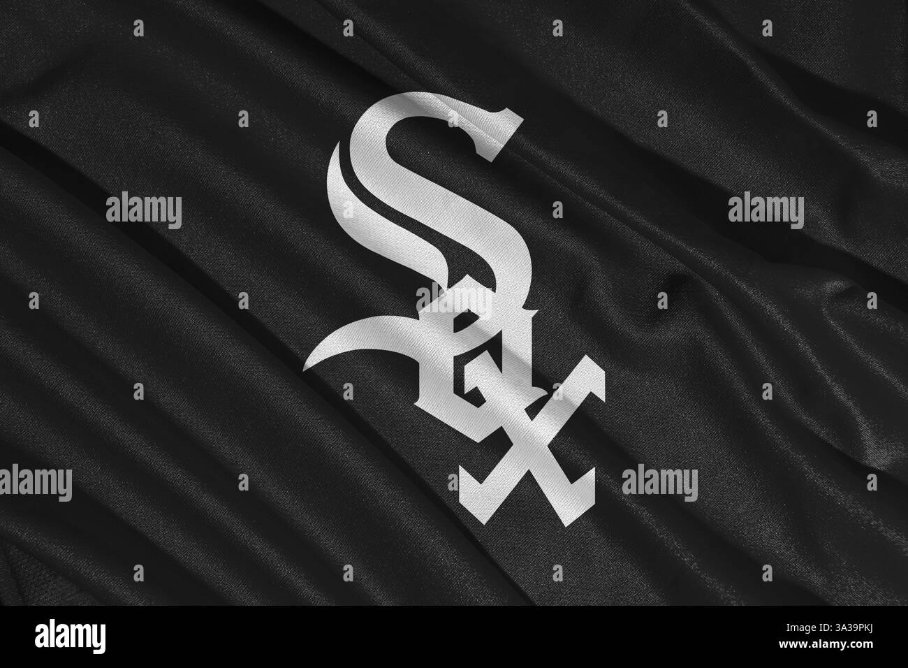 pringsewu, lampung; march 15, 2025; fabric texture with flag and MLB ...
