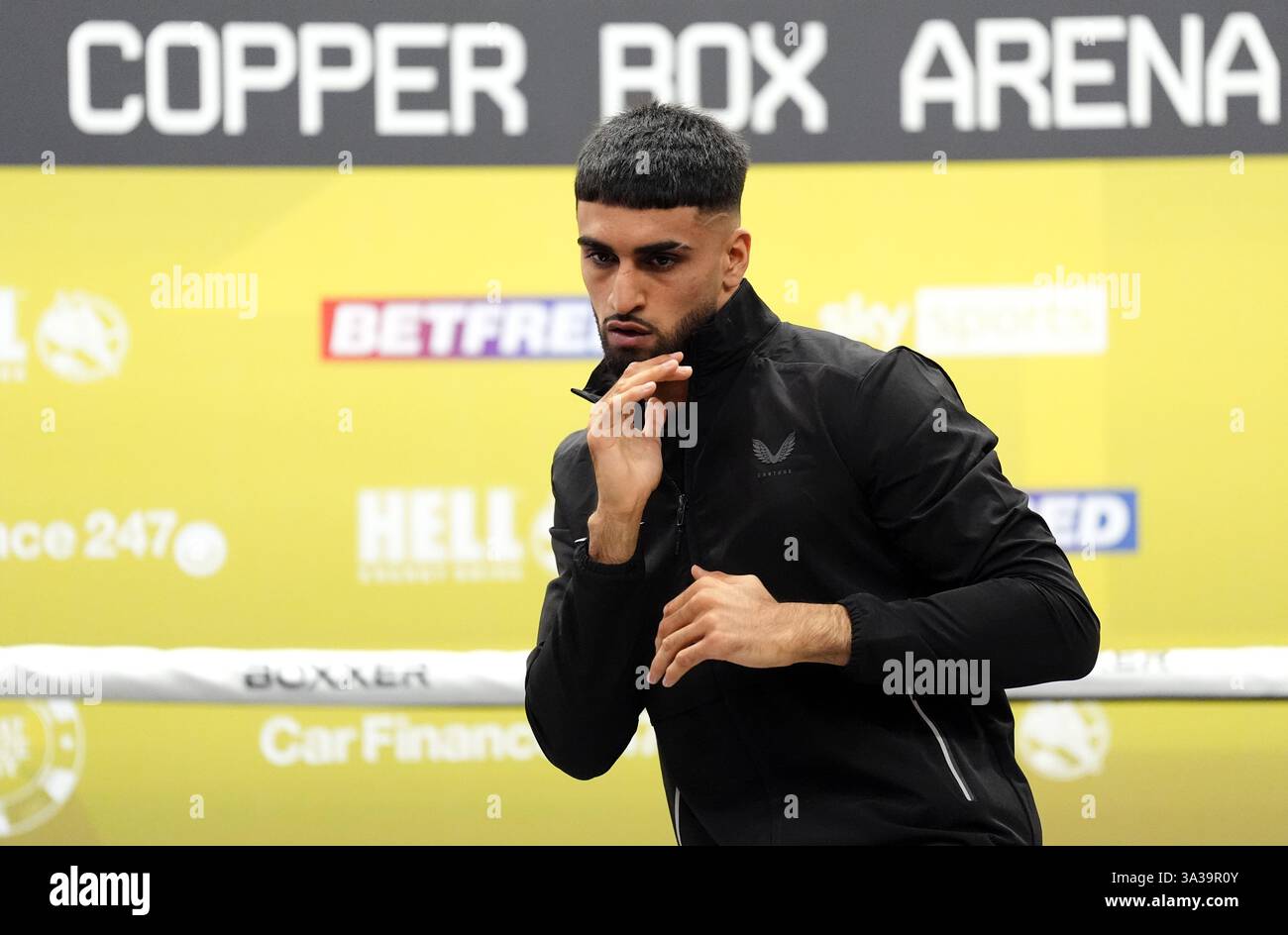 Adam Azim during a media workout at the Peacock Gym, London. Picture ...