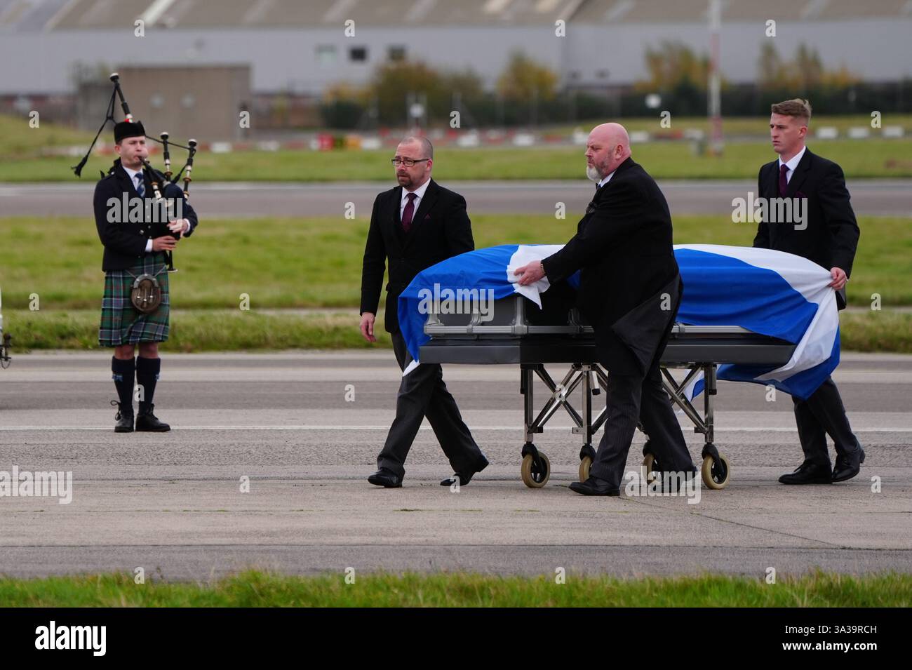 The coffin of former first minister of Scotland Alex Salmond draped in ...