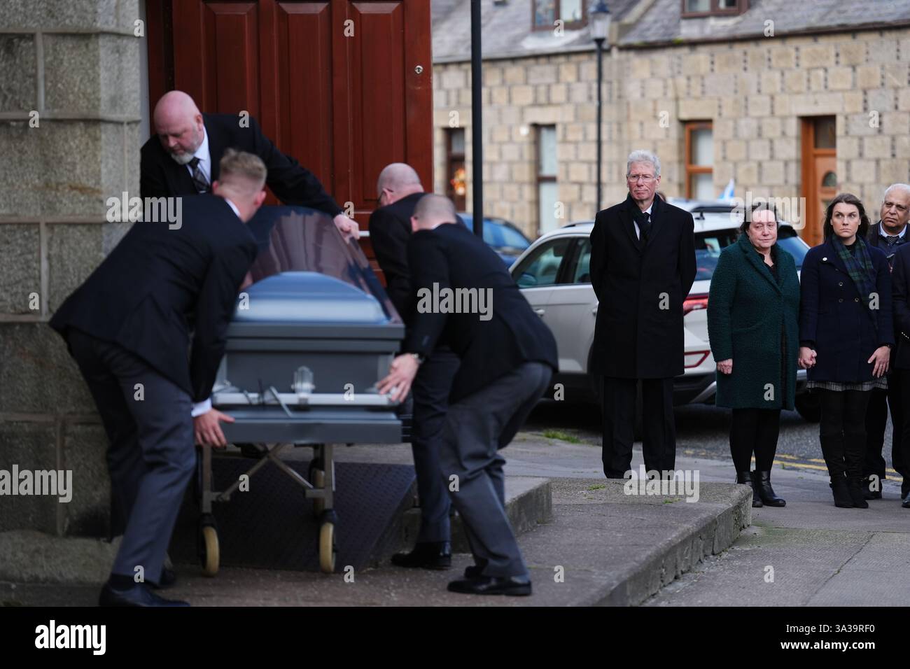 The coffin of Scotland Alex Salmond is taken into Fraserburgh Funeral ...