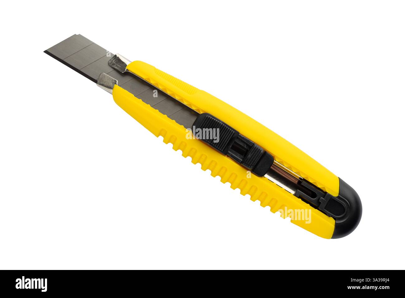 Retractable utility knife with yellow handle Stock Photo - Alamy