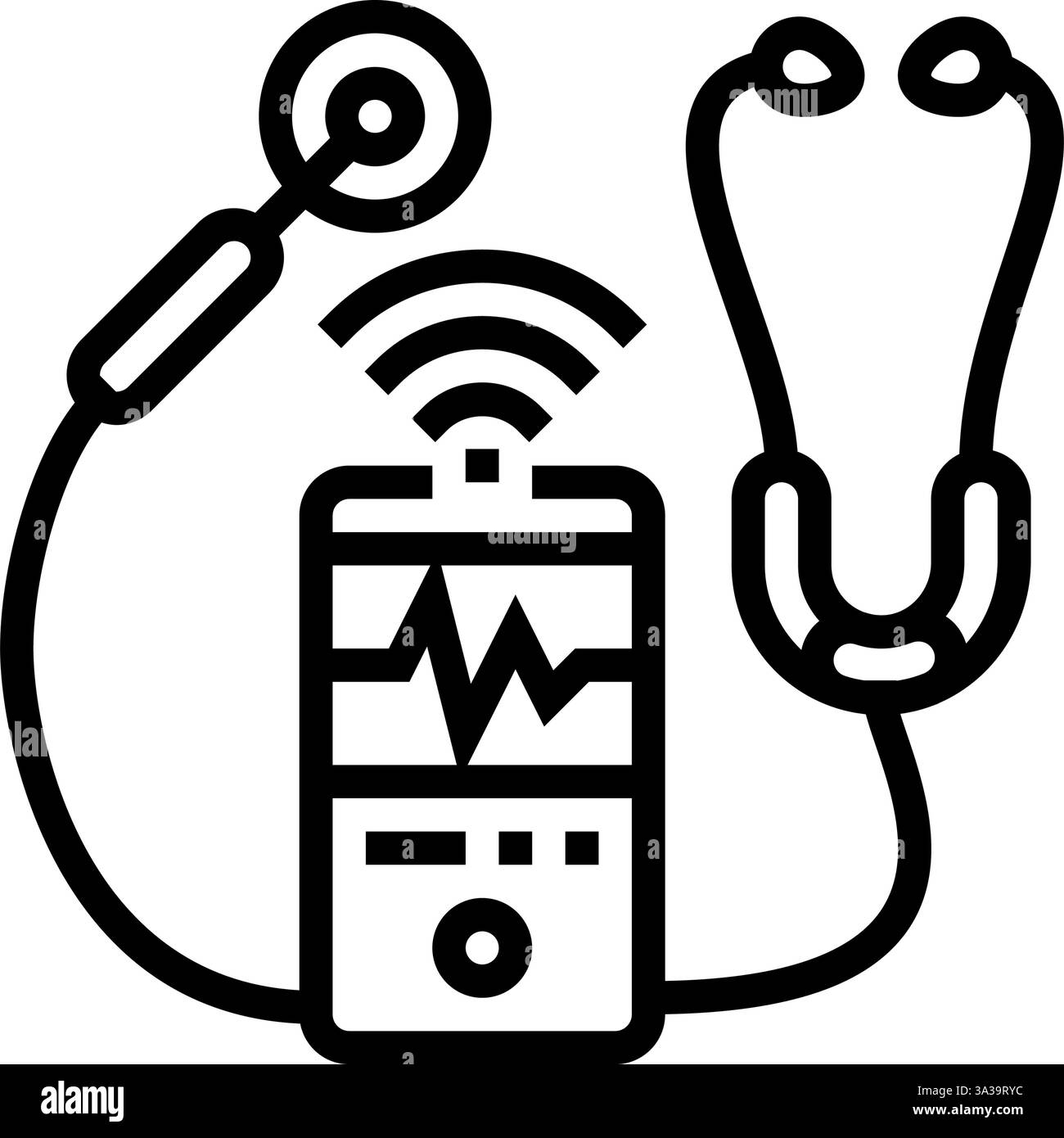 electronic stethoscope healthcare innovation line icon vector ...