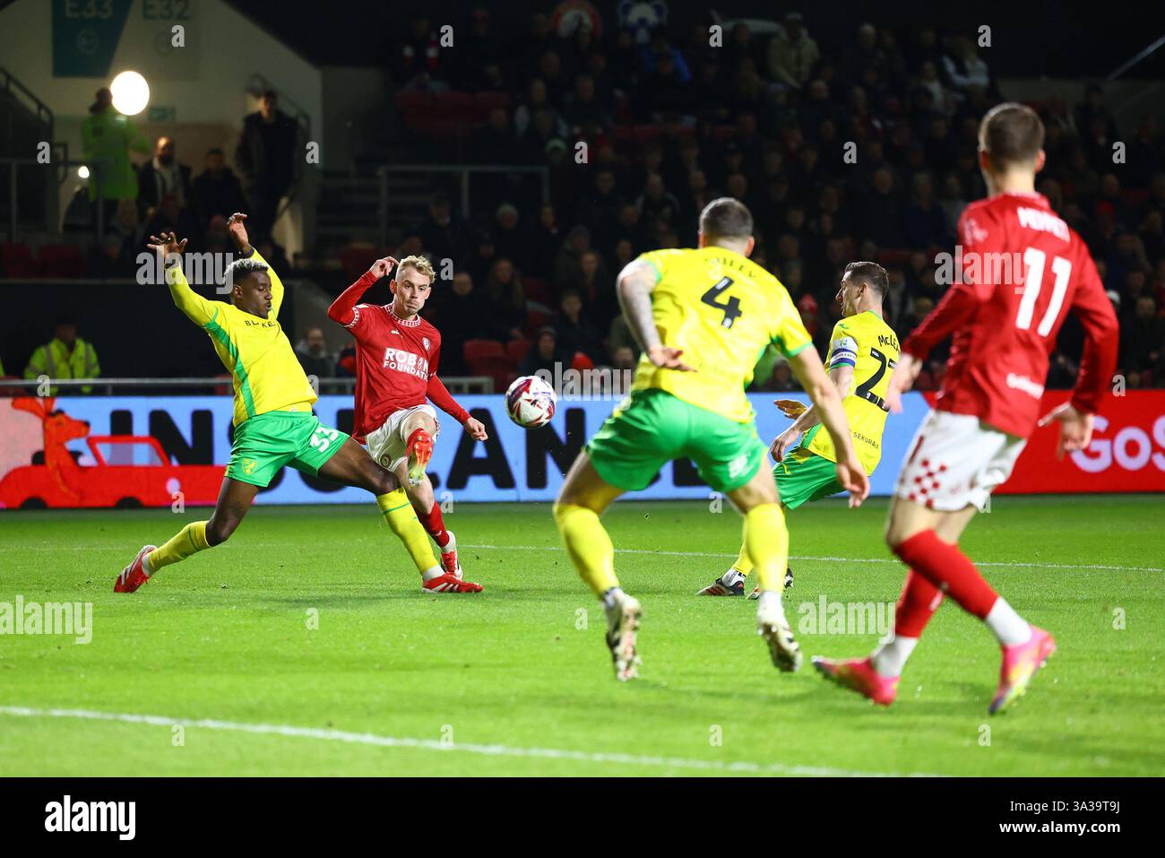 Bristol, UK. 14th Mar, 2025. Mark Sykes of Bristol City scores his team ...