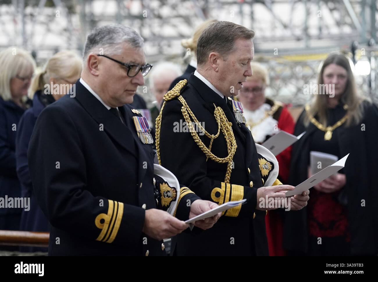 Vice Admiral Martin Connell (right) reads Nelson's prayer as Royal Navy ...