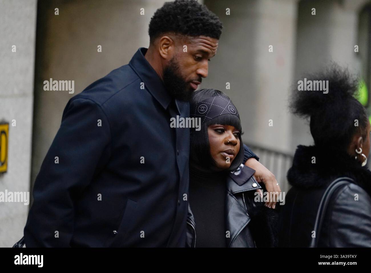 Friends and family (names not given) of Chris Kaba leaving the Old ...