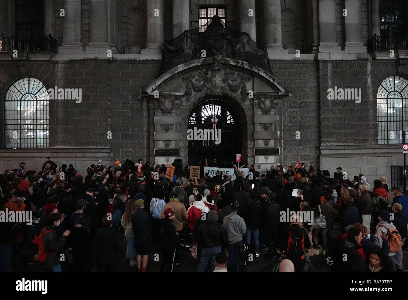 People Demonstrate Outside The Old Bailey In Central London After A Police Marksman Who Fatally