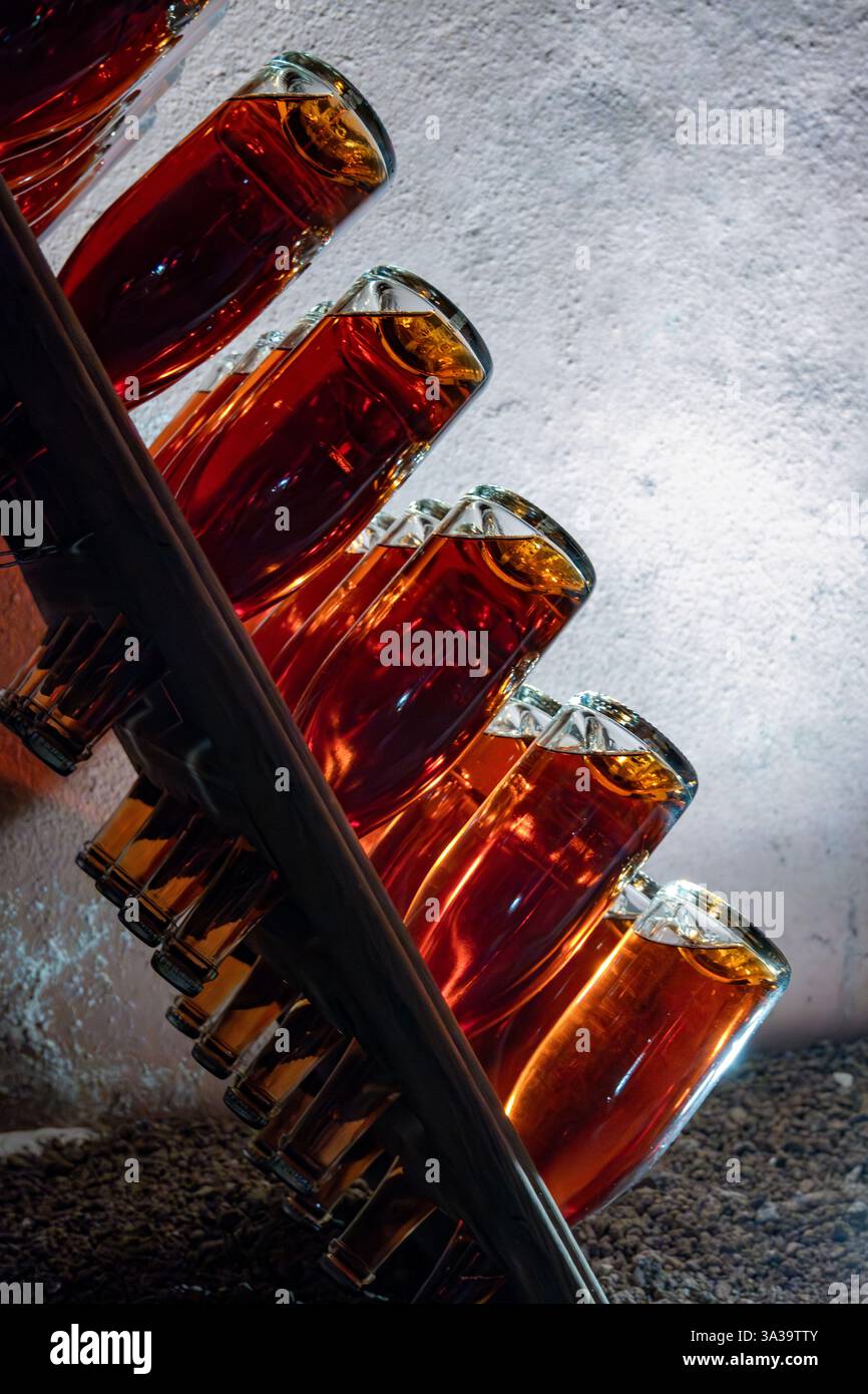 Sparkling dry rose wine production by traditional method in underground ...