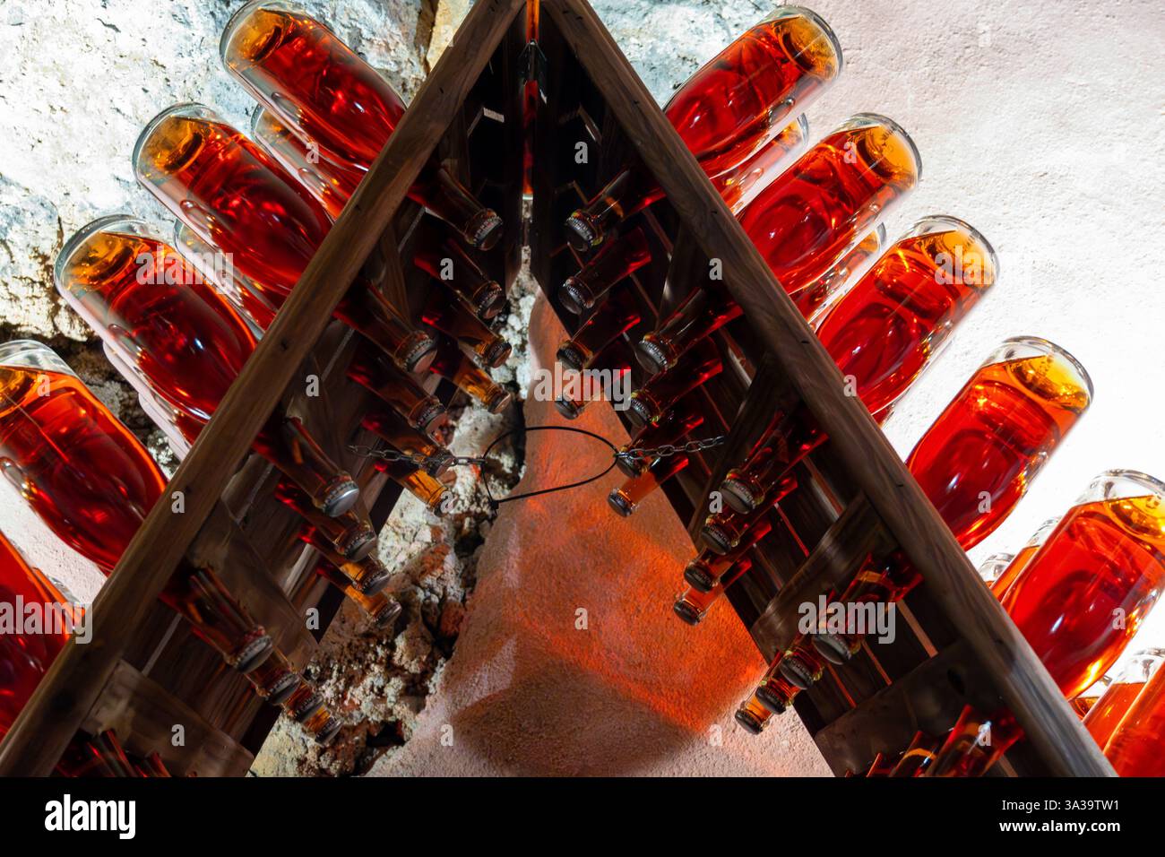 Sparkling dry rose wine production by traditional method in underground ...