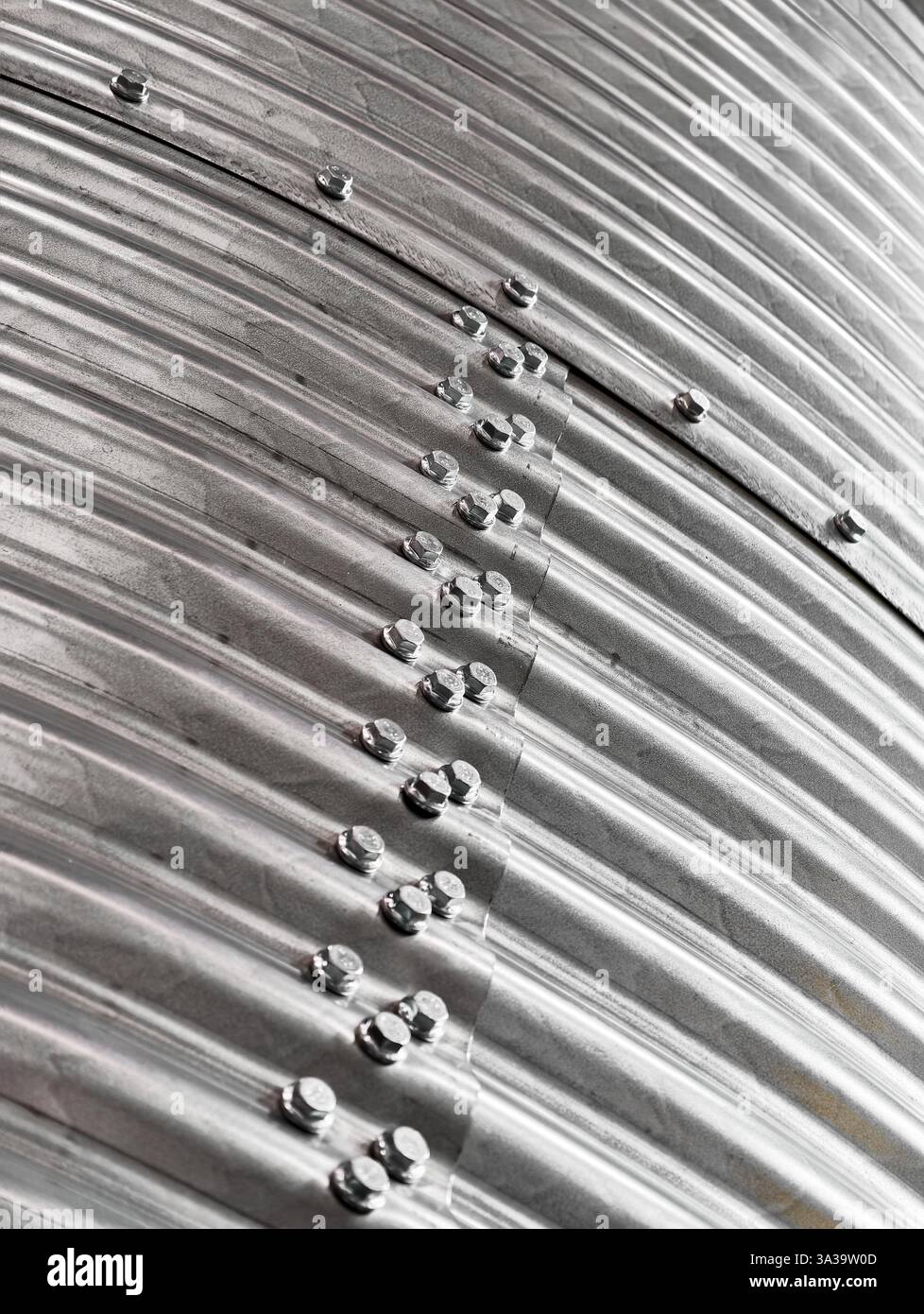 Metal curves glint under soft light, showcasing intricate rivets on a ...