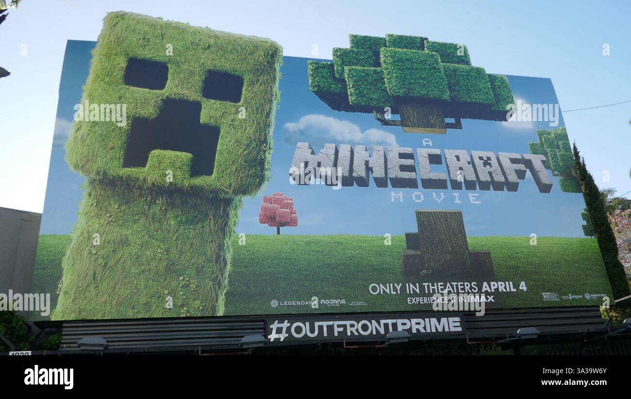 Los Angeles, California, USA 13th March 2025 Warner Bros. A Minecraft Movie Billboard on Sunset ...