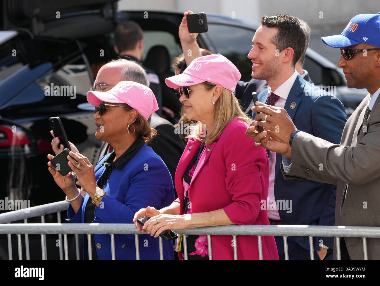 NASA Administrator Janet Metro (C) watches as the SpaceX NASA Crew-10 ...