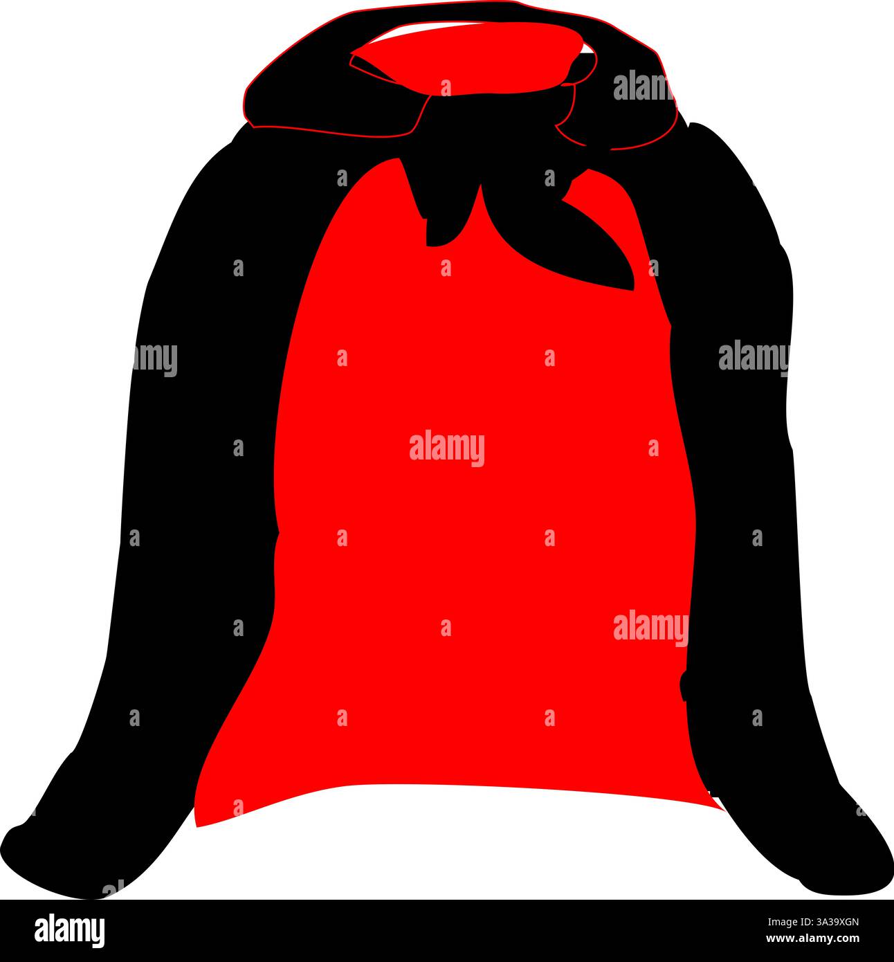 Black open vampire cape with red inner lining tied around the neck ...