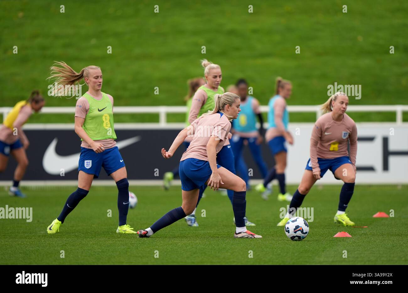 England's Alessia Russo (centre) during a training session at St George ...