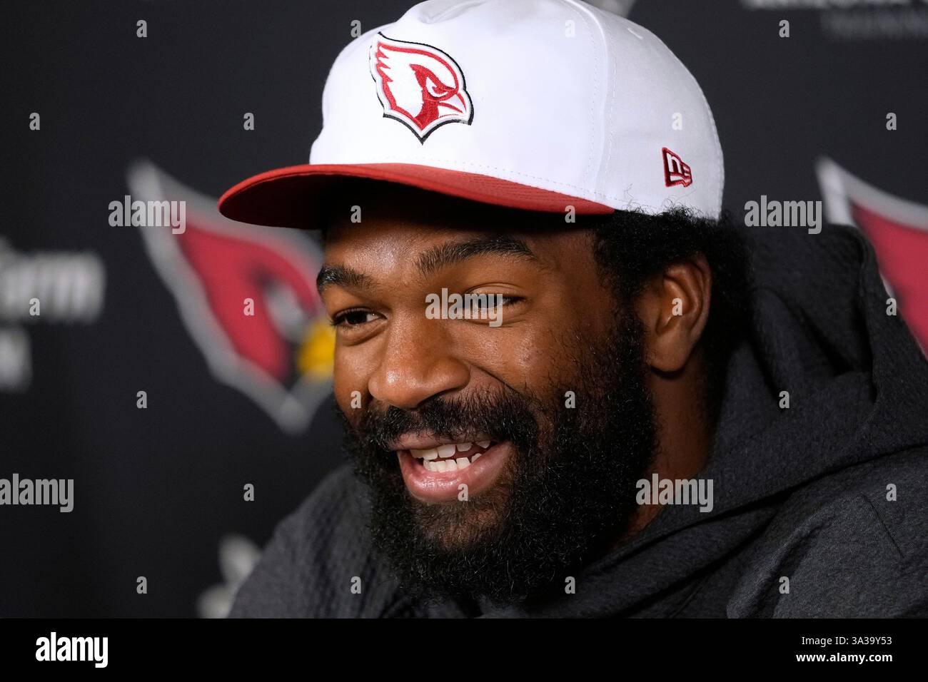 Arizona Cardinals' Jacoby Brissett speaks to the media, Friday, March ...