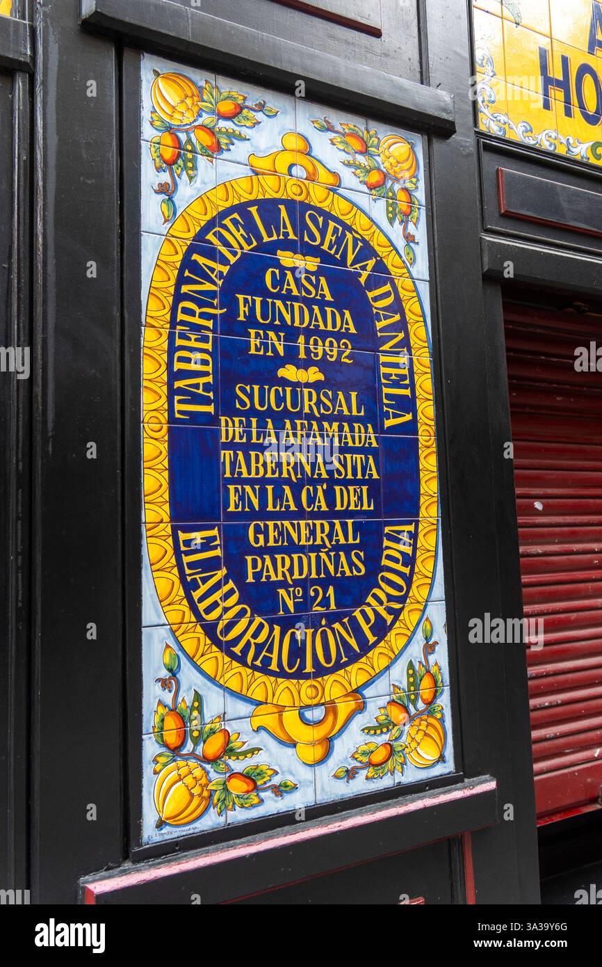 The sign displayed on the building states casa fundada en 1996 Stock ...