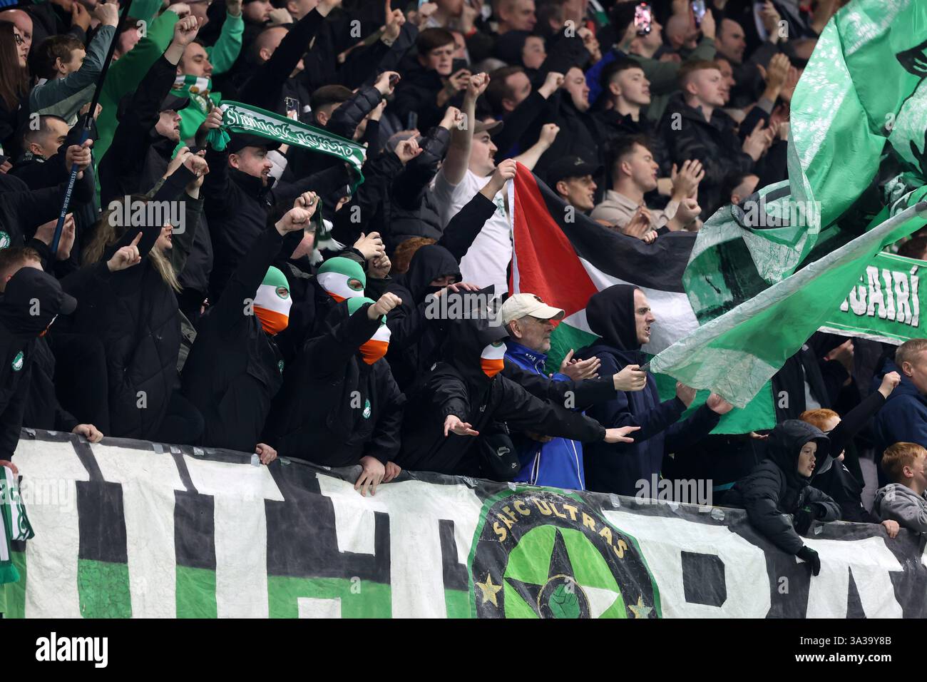 Shamrock Rovers supporters celebrate their side’s victory in the UEFA ...