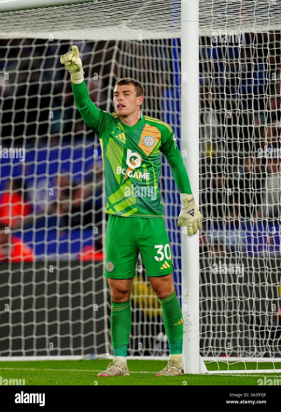 Leicester City goalkeeper Mads Hermansen during the Premier League ...