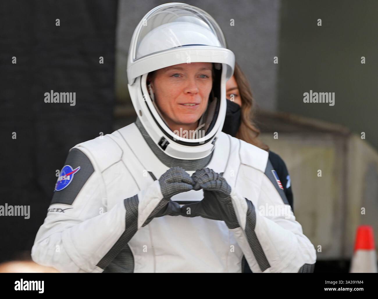 SpaceX NASA Crew-10 mission NASA Astronaut Nichole Ayers makes a heart ...