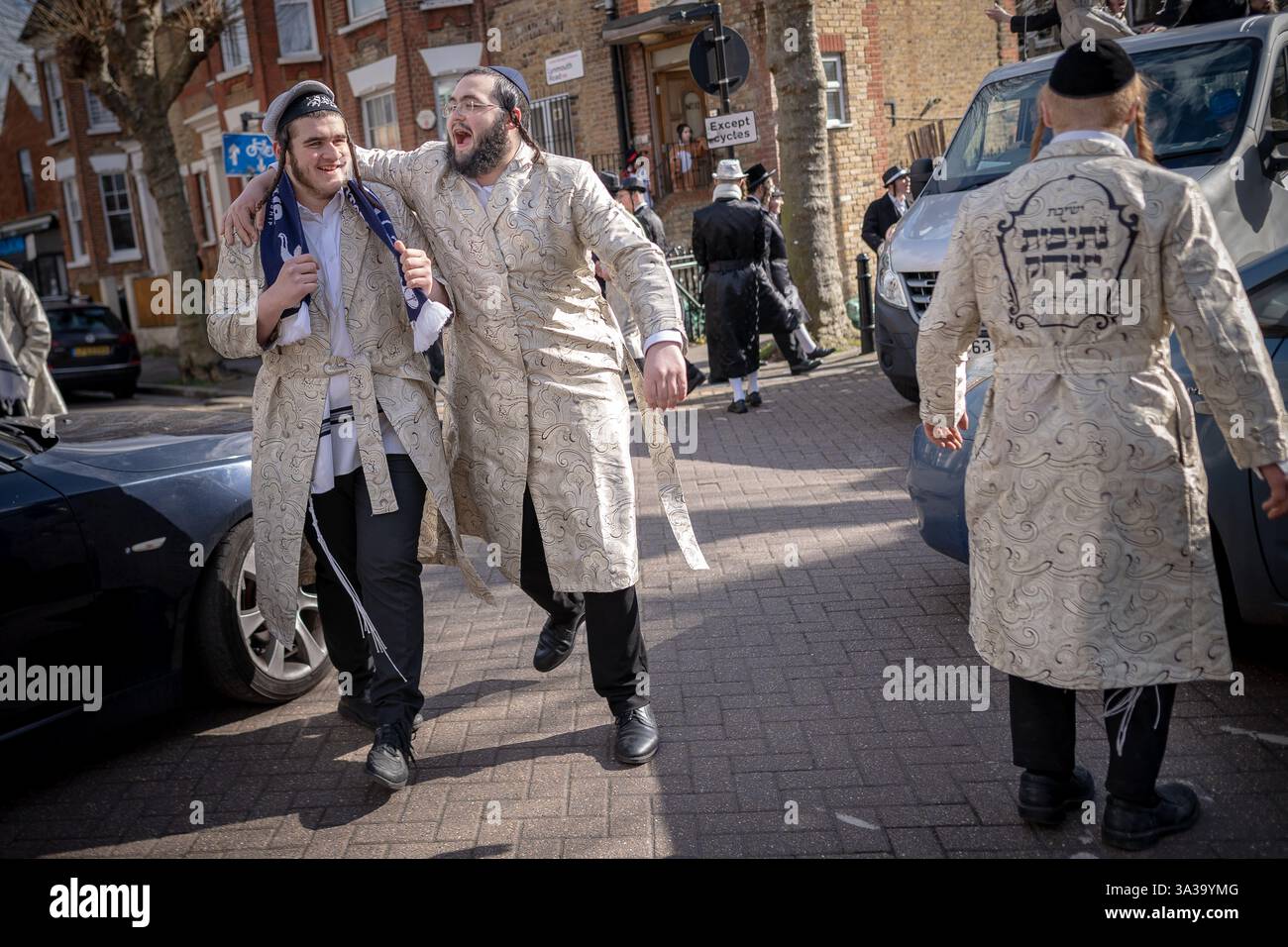 London, UK. 14th March, 2025. British Haredi Jews in north London ...
