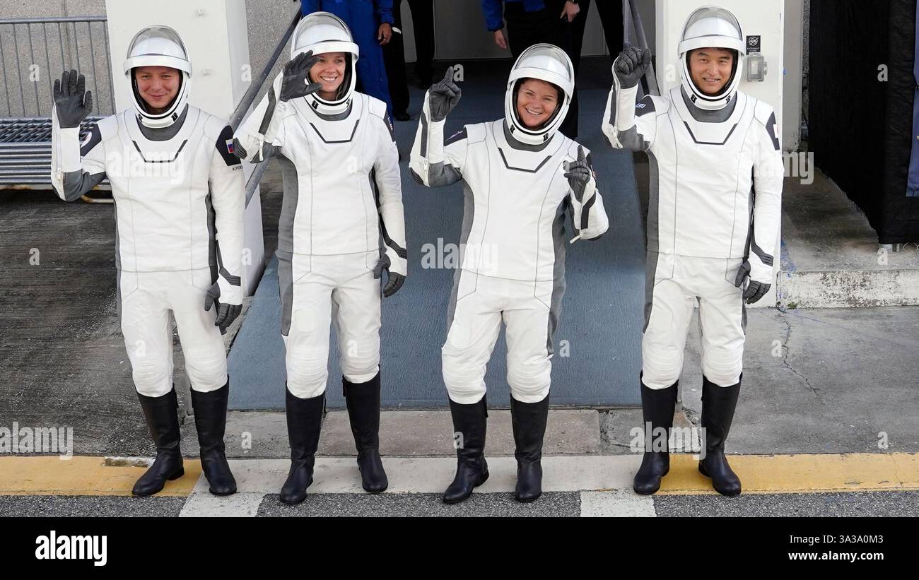 Crew10 members, from left, cosmonaut Kirill Peskov, astronaut Nichole ...