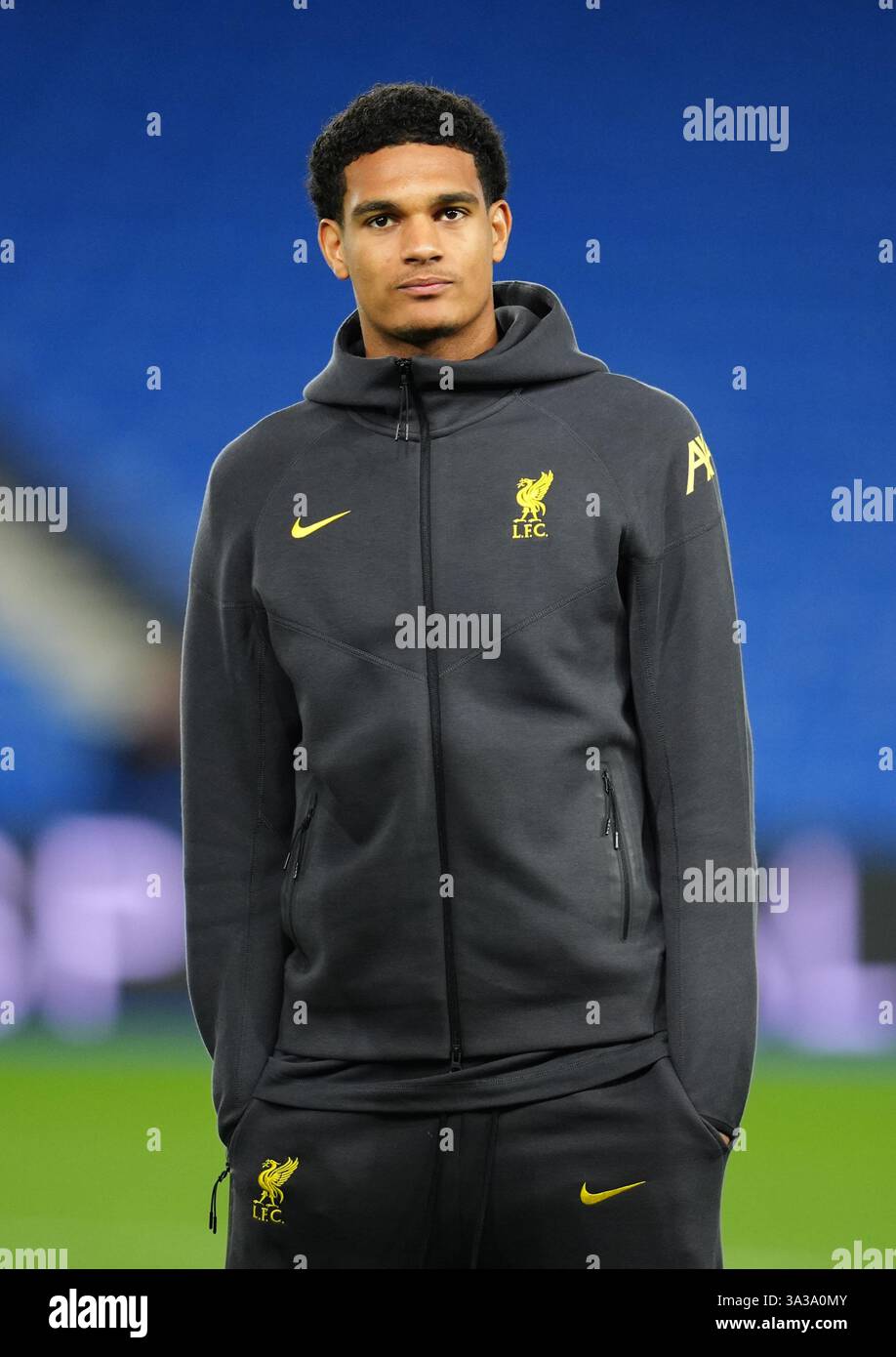 Liverpool's Jarell Quansah arriving before the Carabao Cup fourth round ...