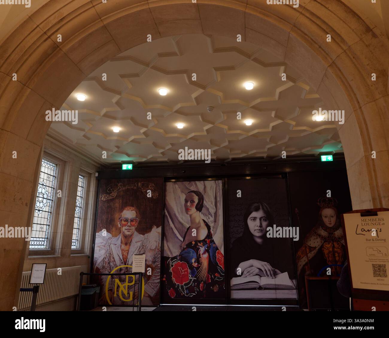 National Portrait Gallery interior with archway and portrait og Elton ...
