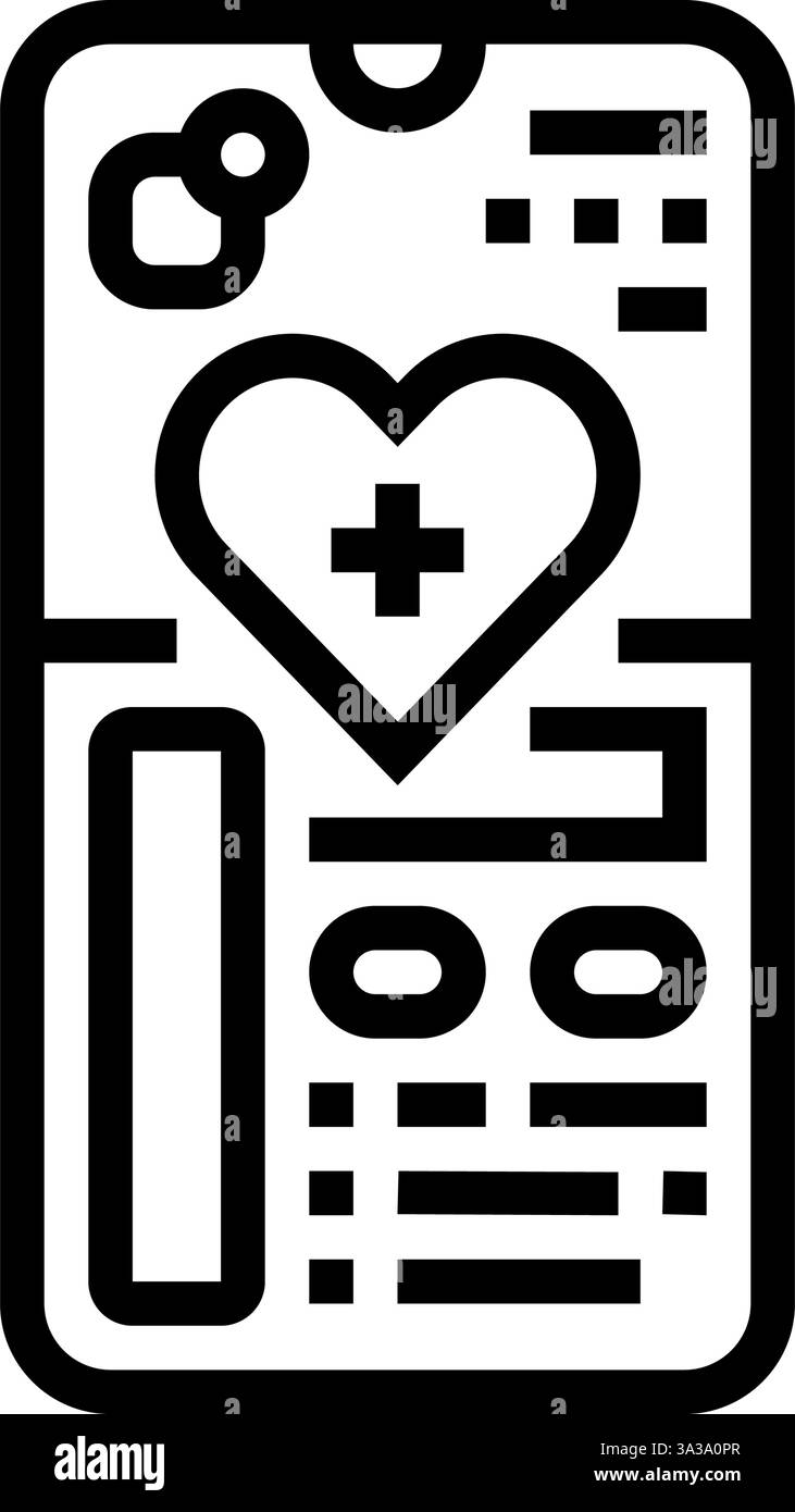 mobile health app healthcare innovation line icon vector illustration ...