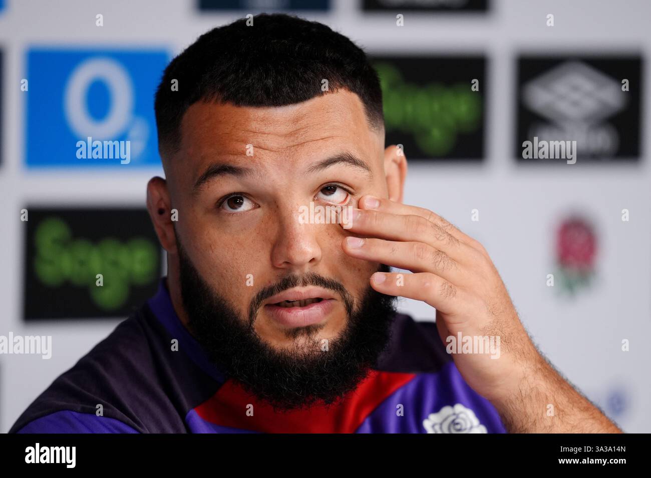 England's Ellis Genge during a press conference at the Allianz Stadium ...