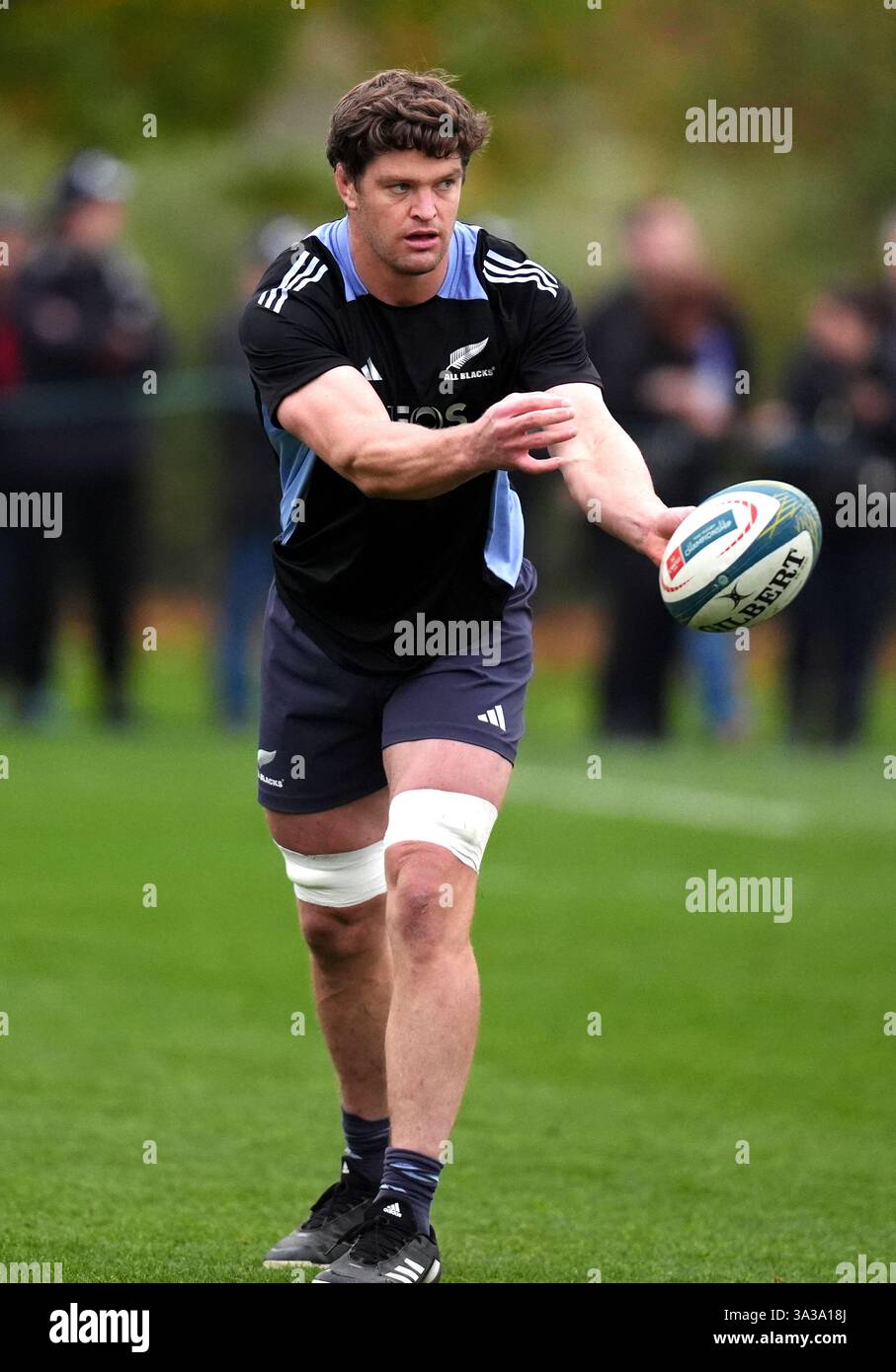 New Zealand's Scott Barrett during a team run at The Lensbury Resort ...