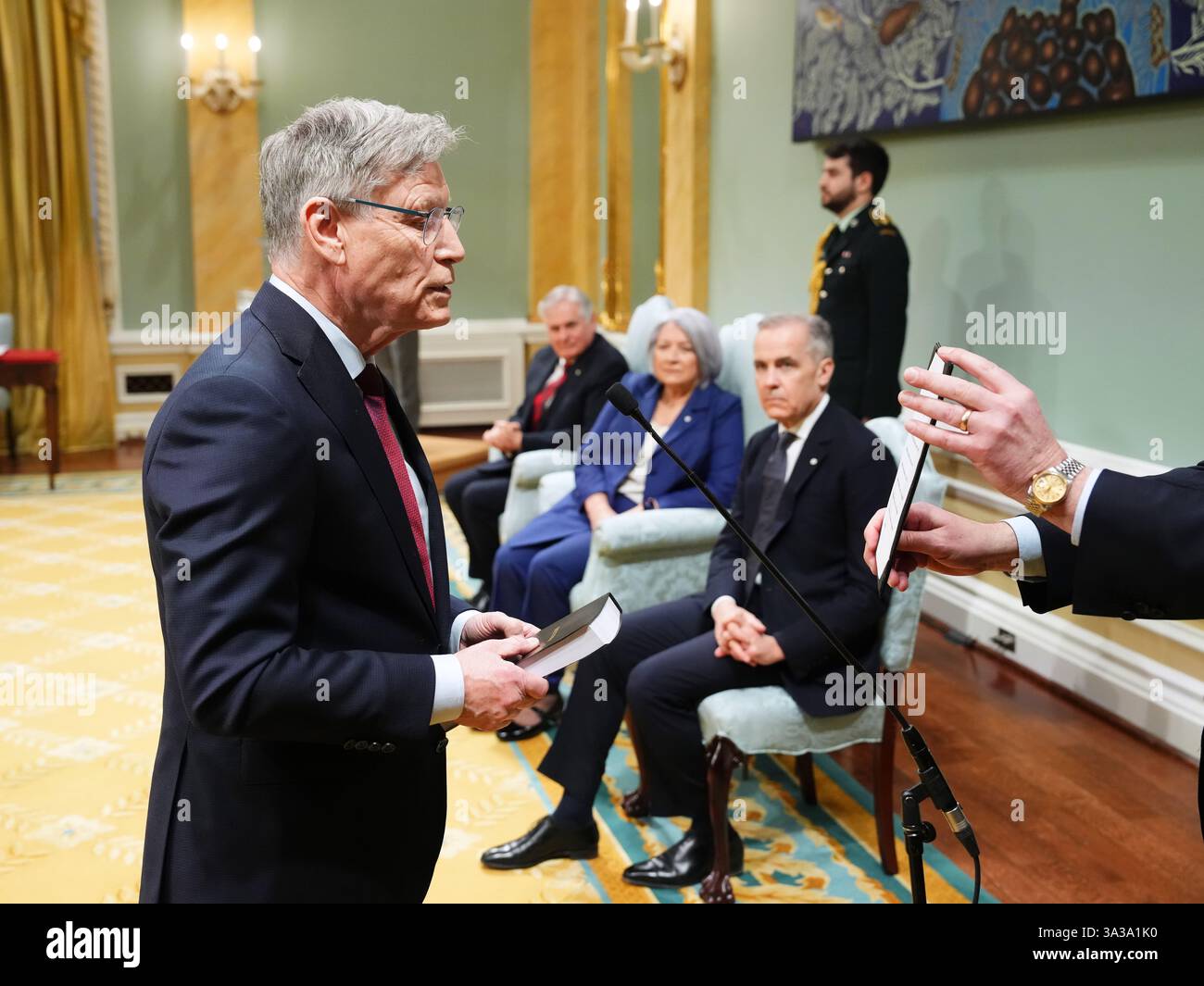 Ottawa, Canada. 14th Mar, 2025. Terry Duguid is sworn in as the ...