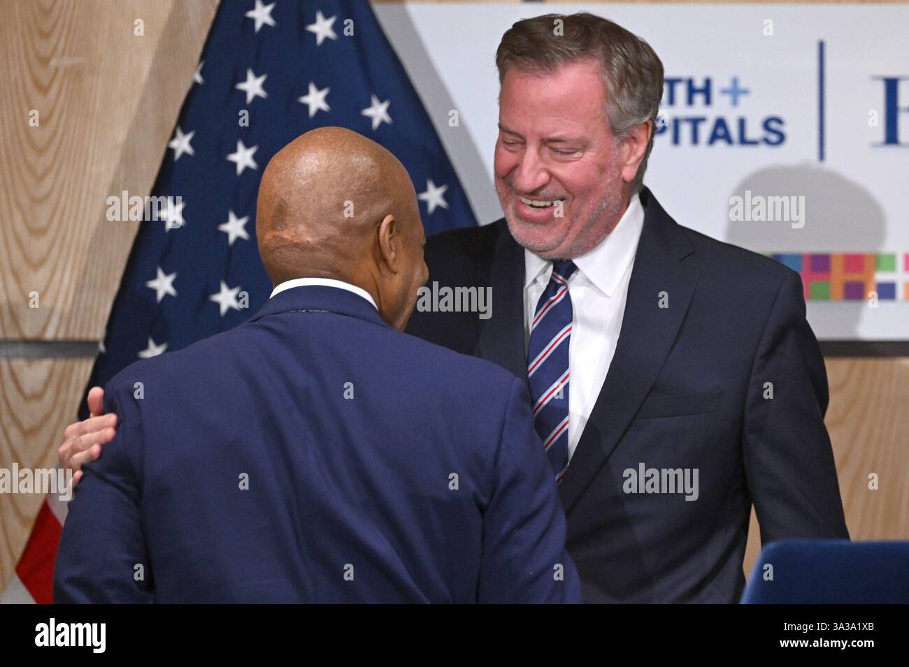 New York, USA. 14th Mar, 2025. (L-R) Former New York City Mayor Bill de ...